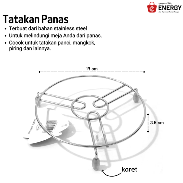 TATAKAN PANCI BULAT PANAS 19 CM - Energy Bali