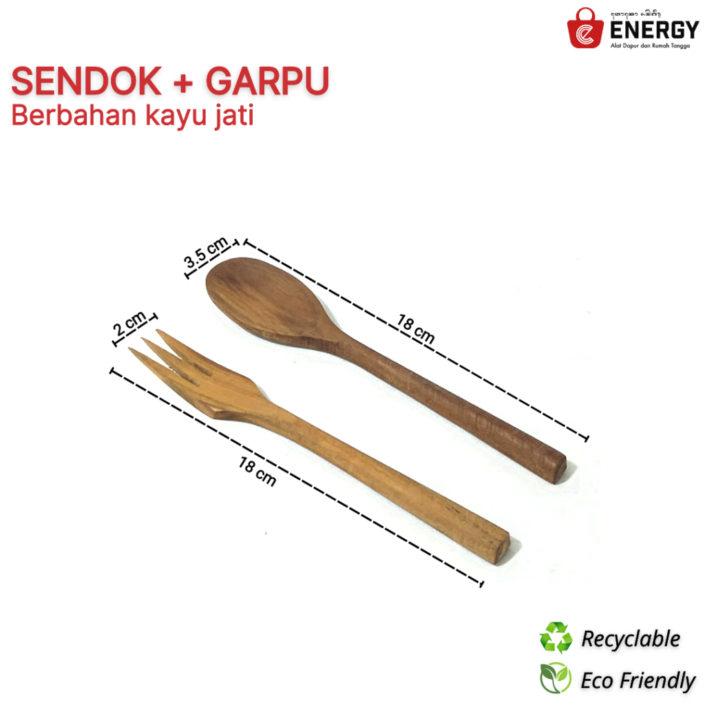 SENDOK+GARPU KAYU JATI - Energy Bali